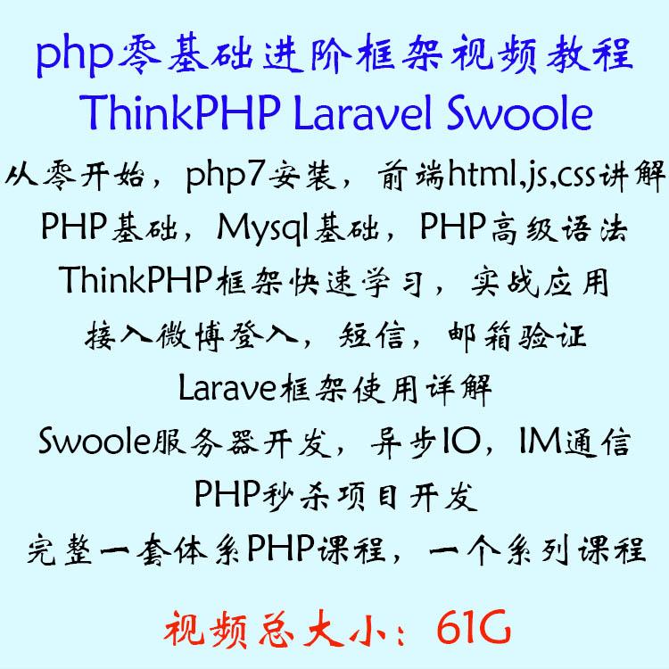 php视频教程零基础进阶框架实战thinkphp laravel swoole秒杀项目 - 送码网